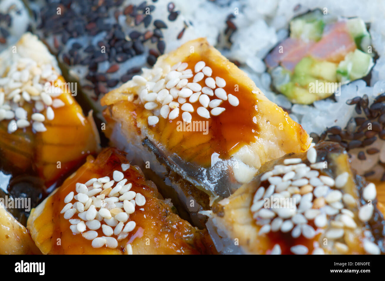 Roll made of Smoked eel Stock Photo - Alamy