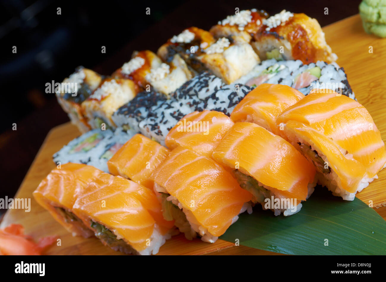 Roll made of salmon Stock Photo - Alamy