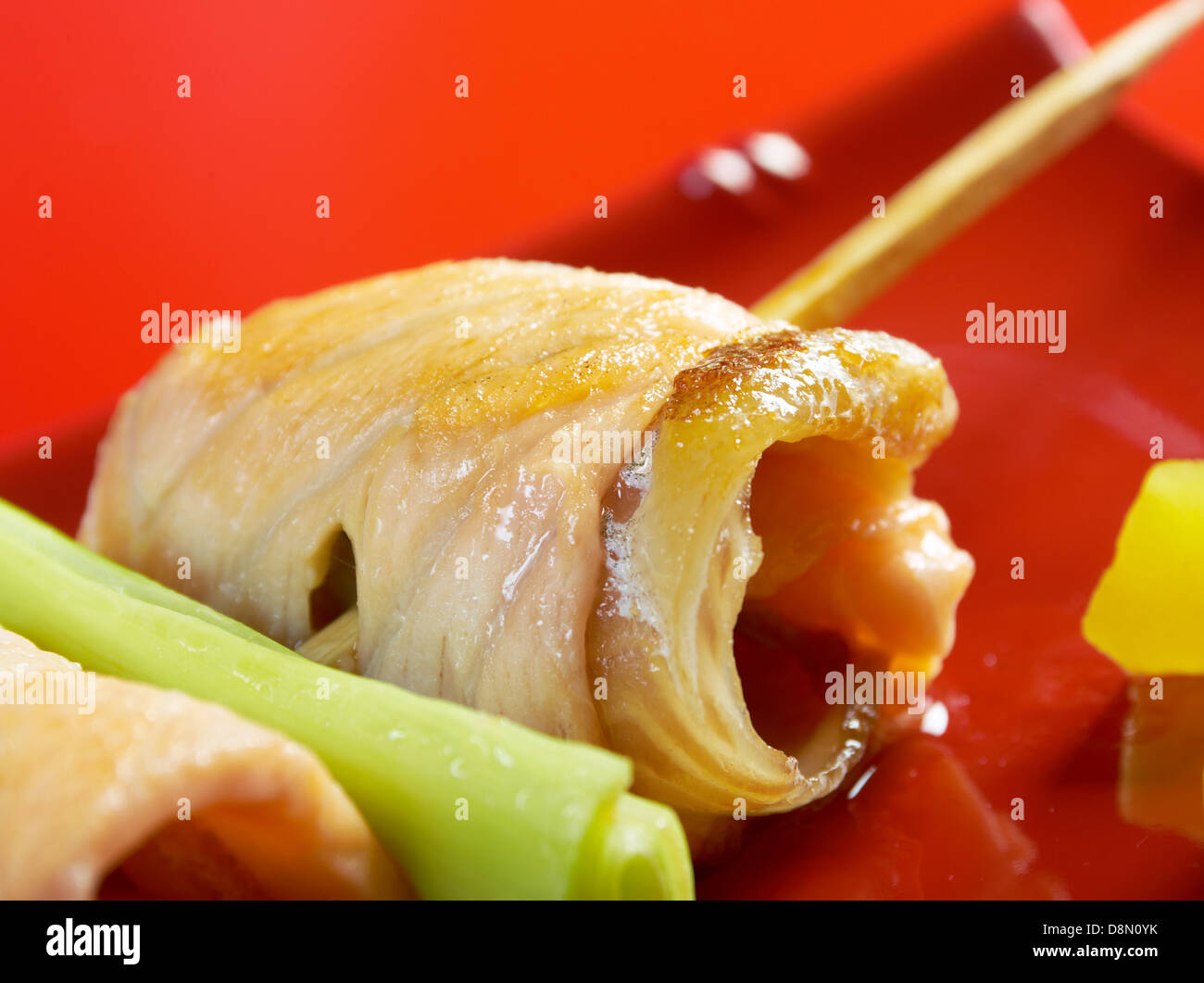 Japanese skewered salmon Yakitori Stock Photo - Alamy