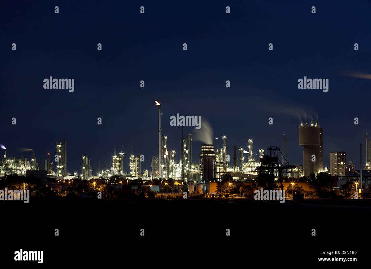 Chemical Factory at Night Stock Photo - Alamy