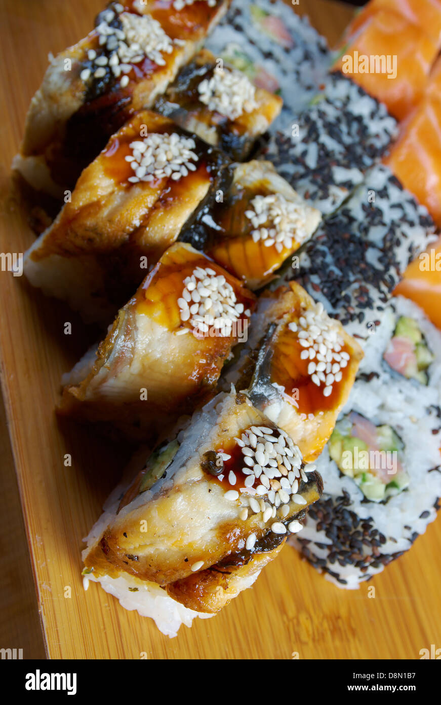 Roll made of Smoked eel Stock Photo - Alamy