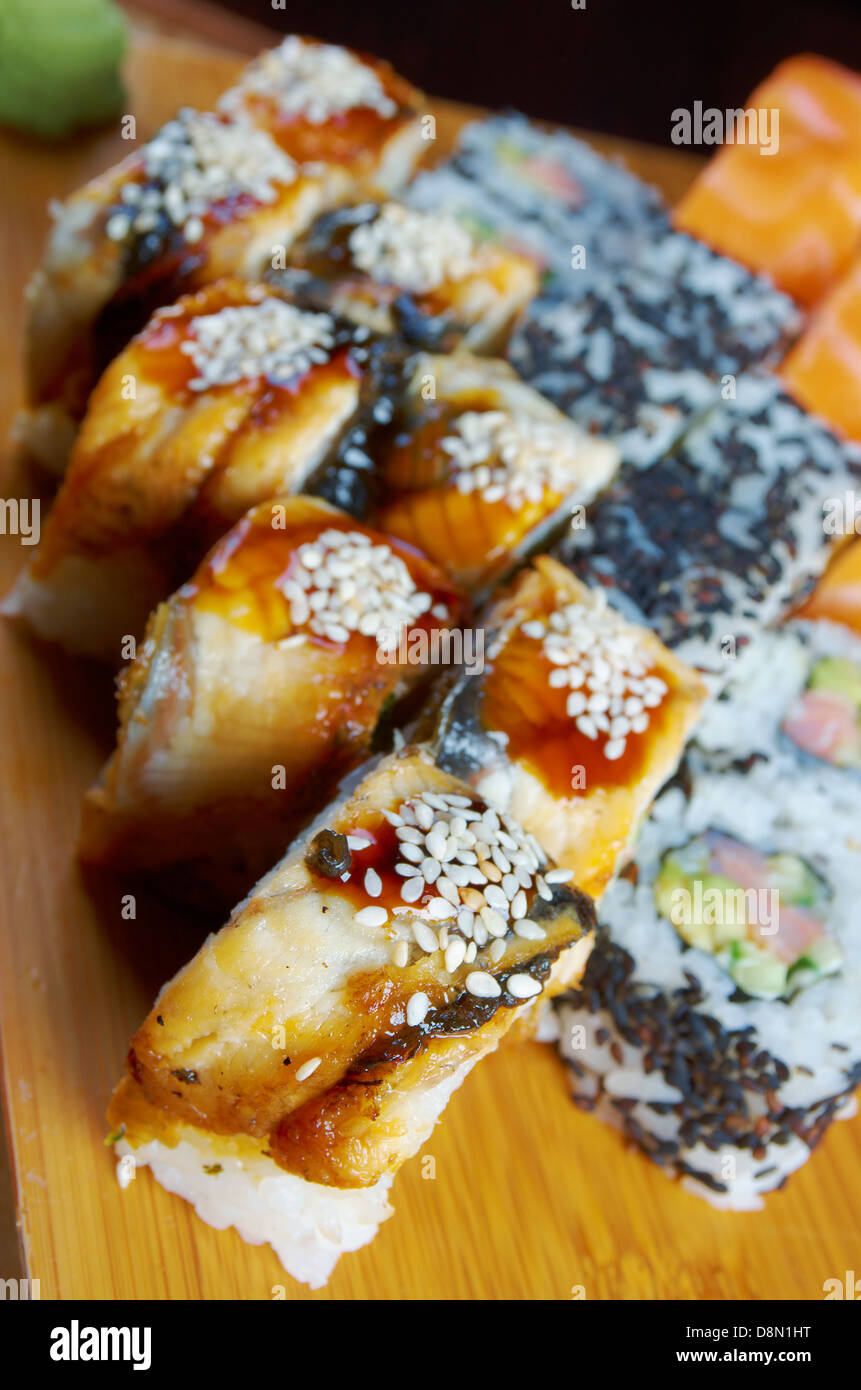 Roll made of Smoked eel Stock Photo - Alamy