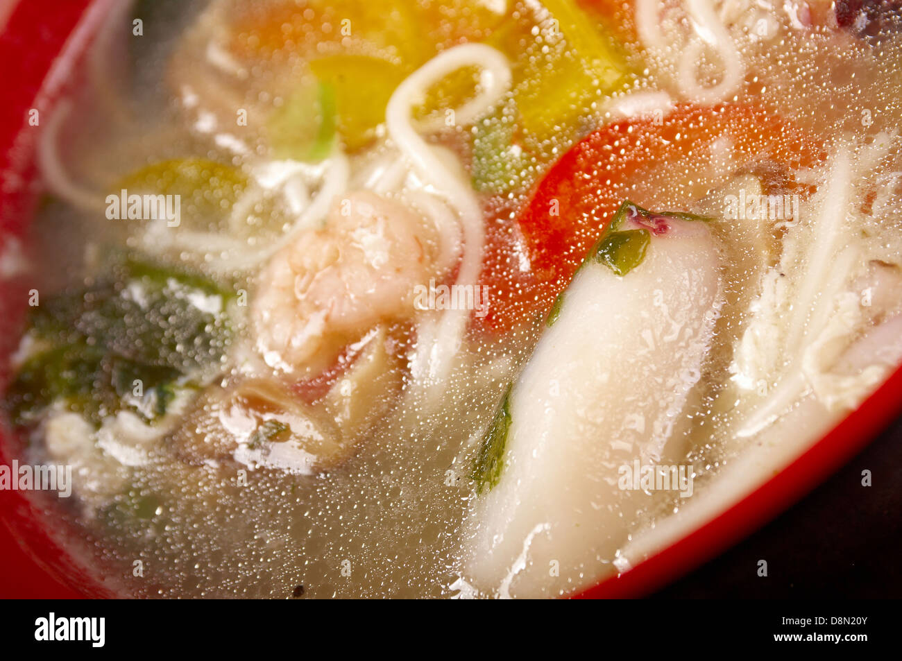 chinese traditional seafood noodle soup Stock Photo - Alamy