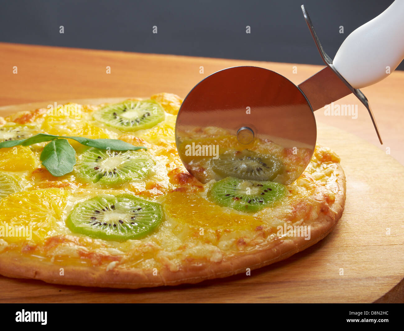 sweet pizza with fruit Stock Photo - Alamy