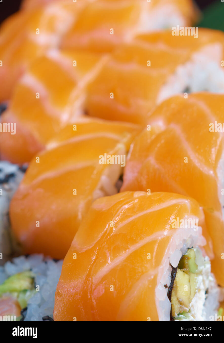 Roll made of salmon Stock Photo - Alamy