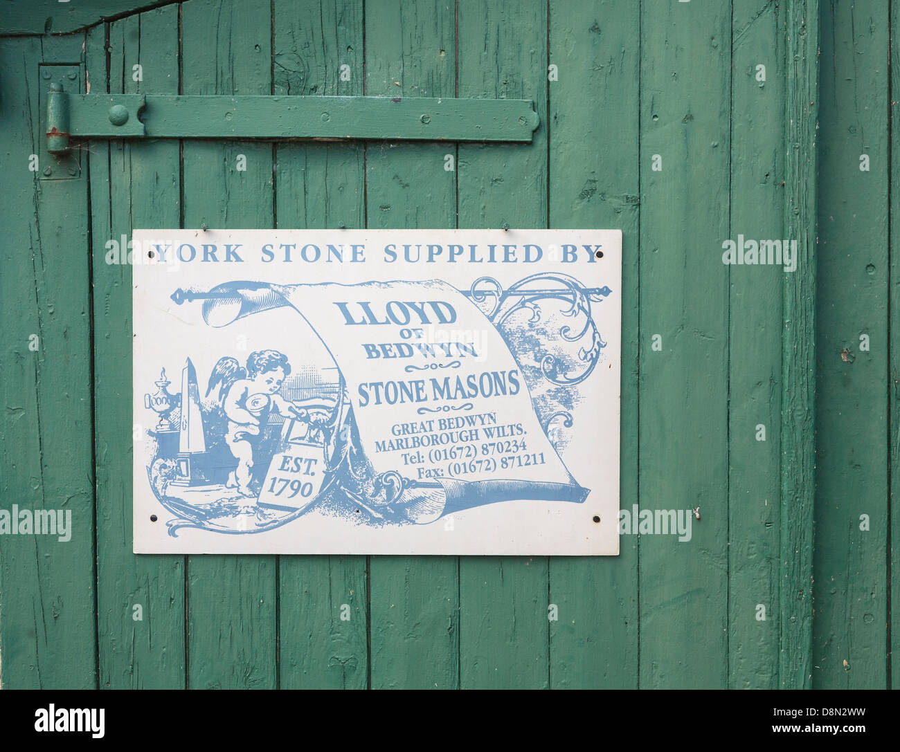 Great Bedwyn, Wiltshire, England - sign of Lloyd of Bedwyn, stonemasons ...