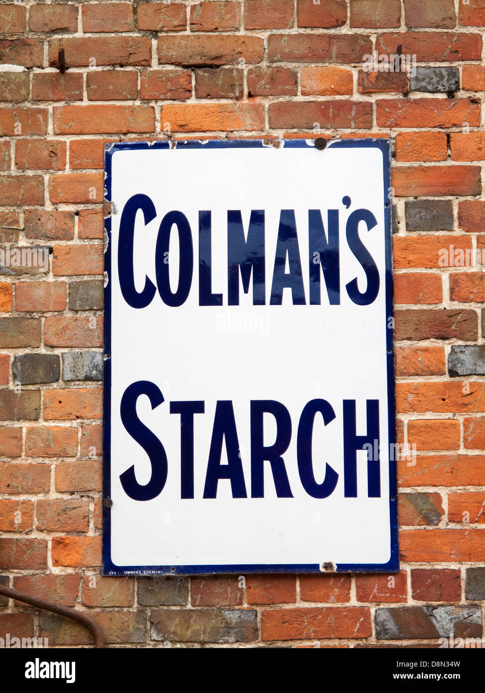 Vintage enamel advertising sign - Colman's Starch Stock Photo - Alamy