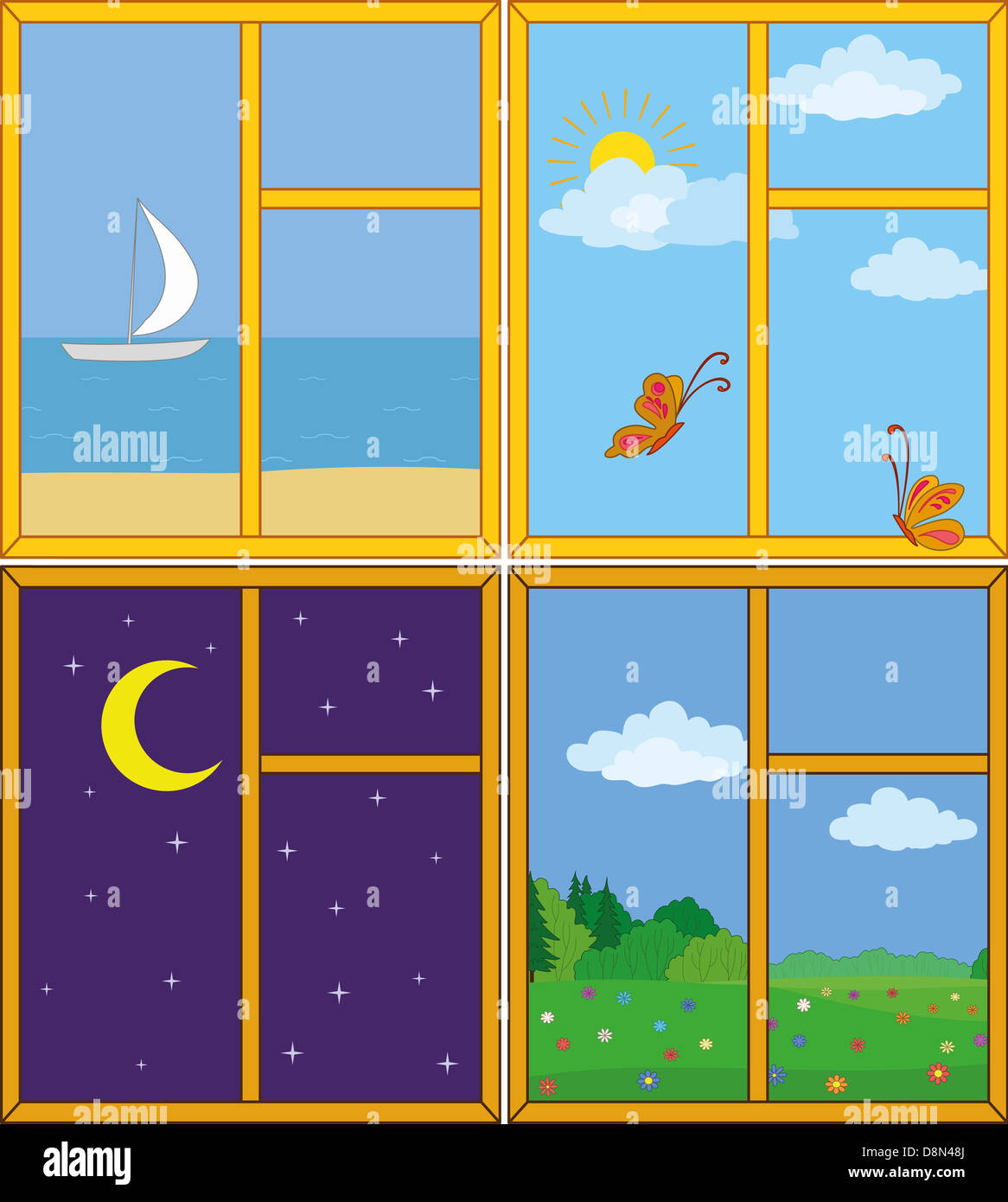 Windows with landscapes Stock Photo - Alamy