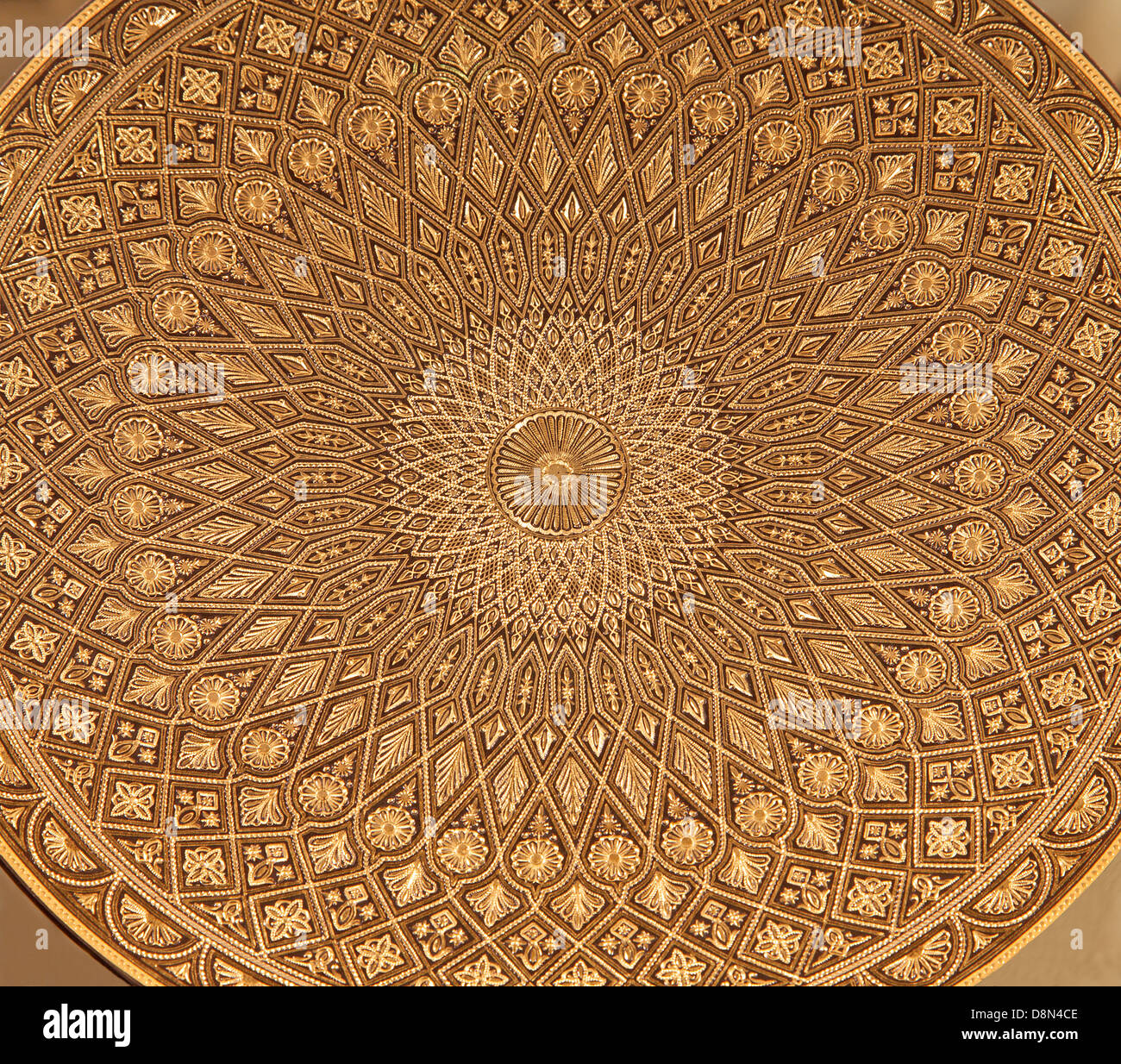 TOLEDO - MARCH 8: Detail of typical damascening plate. Traditional ...