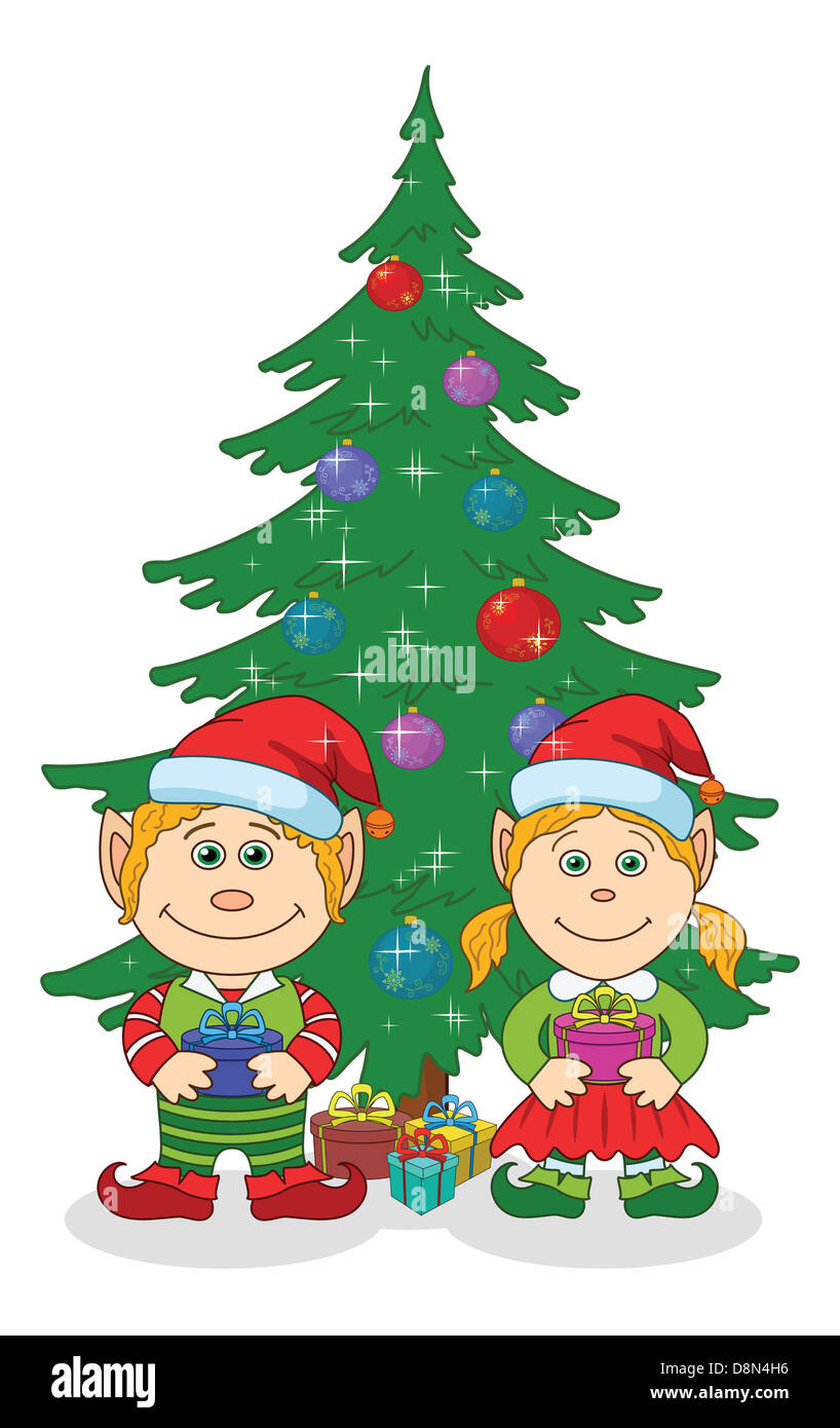 Christmas Elves Cartoon Cut Out Stock Images & Pictures - Alamy