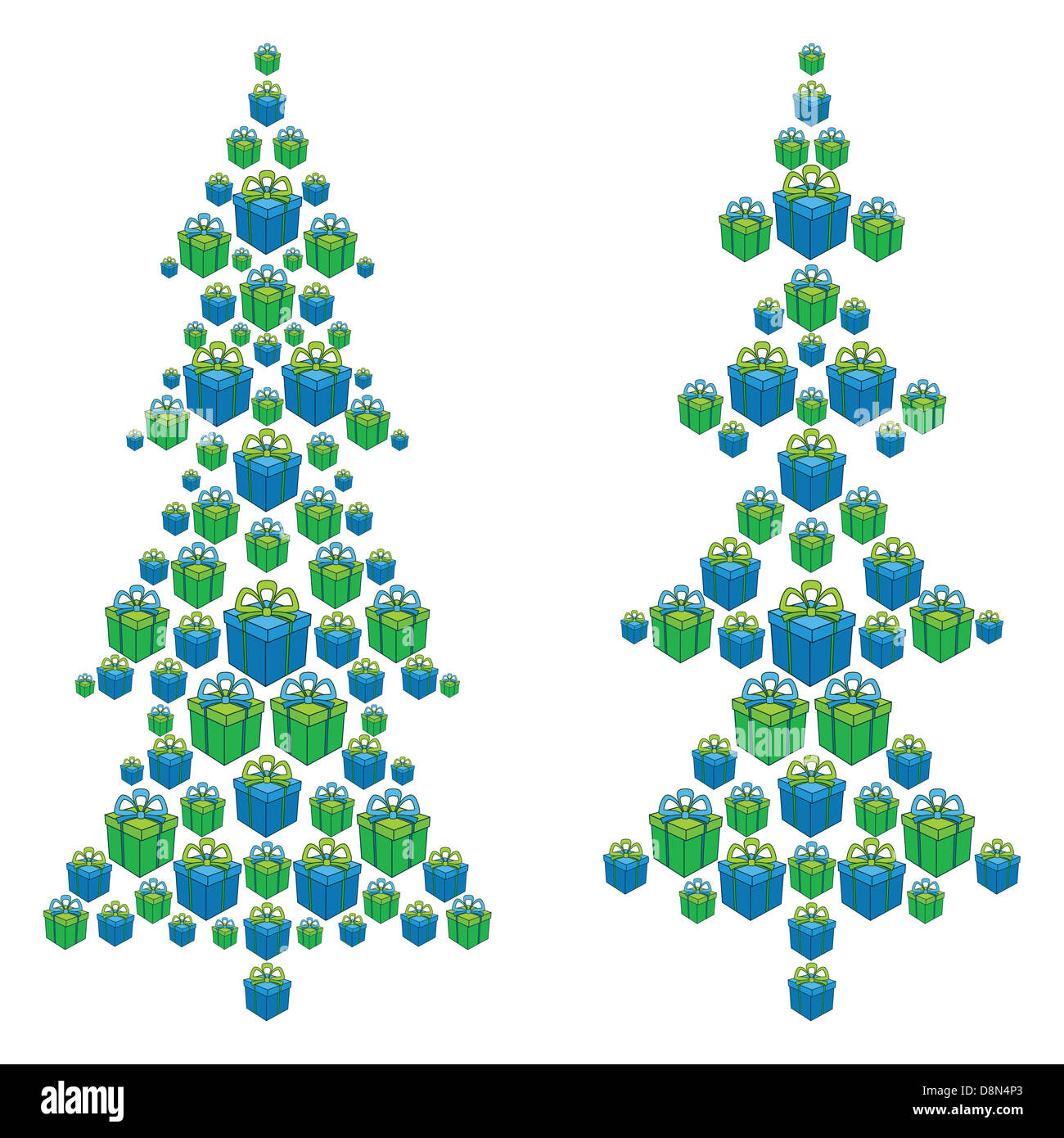 Christmas trees made up of gift boxes Stock Photo - Alamy