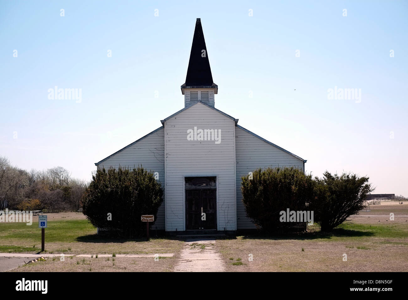View of an American church at Fort Tilden in Queens, New York City ...