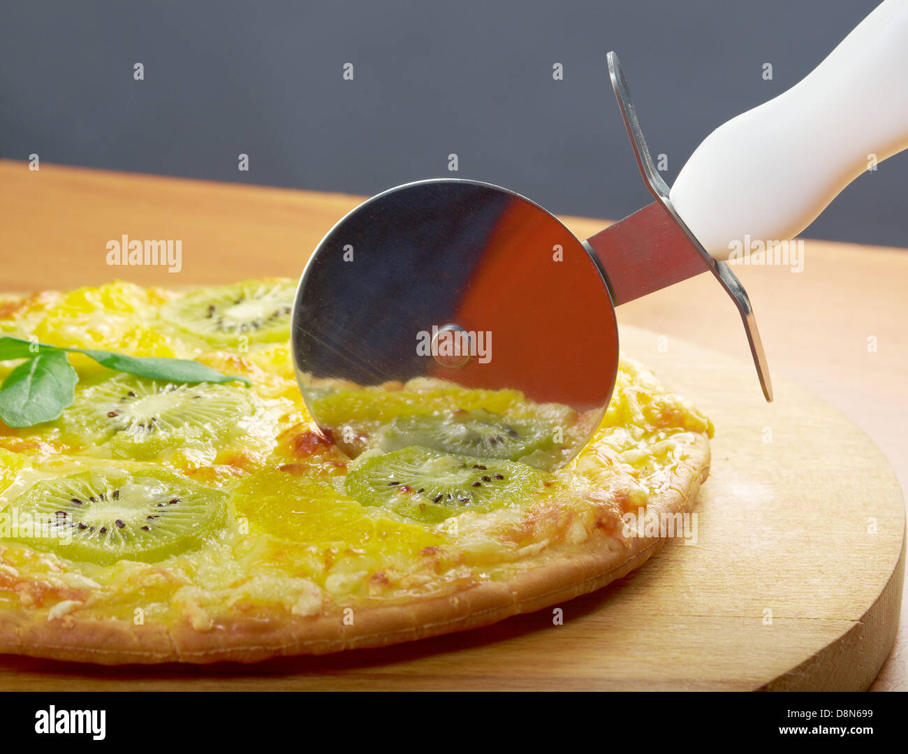 sweet pizza with fruit Stock Photo - Alamy