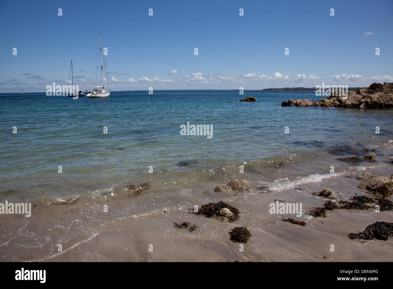 Ship in Bay Stock Photo - Alamy
