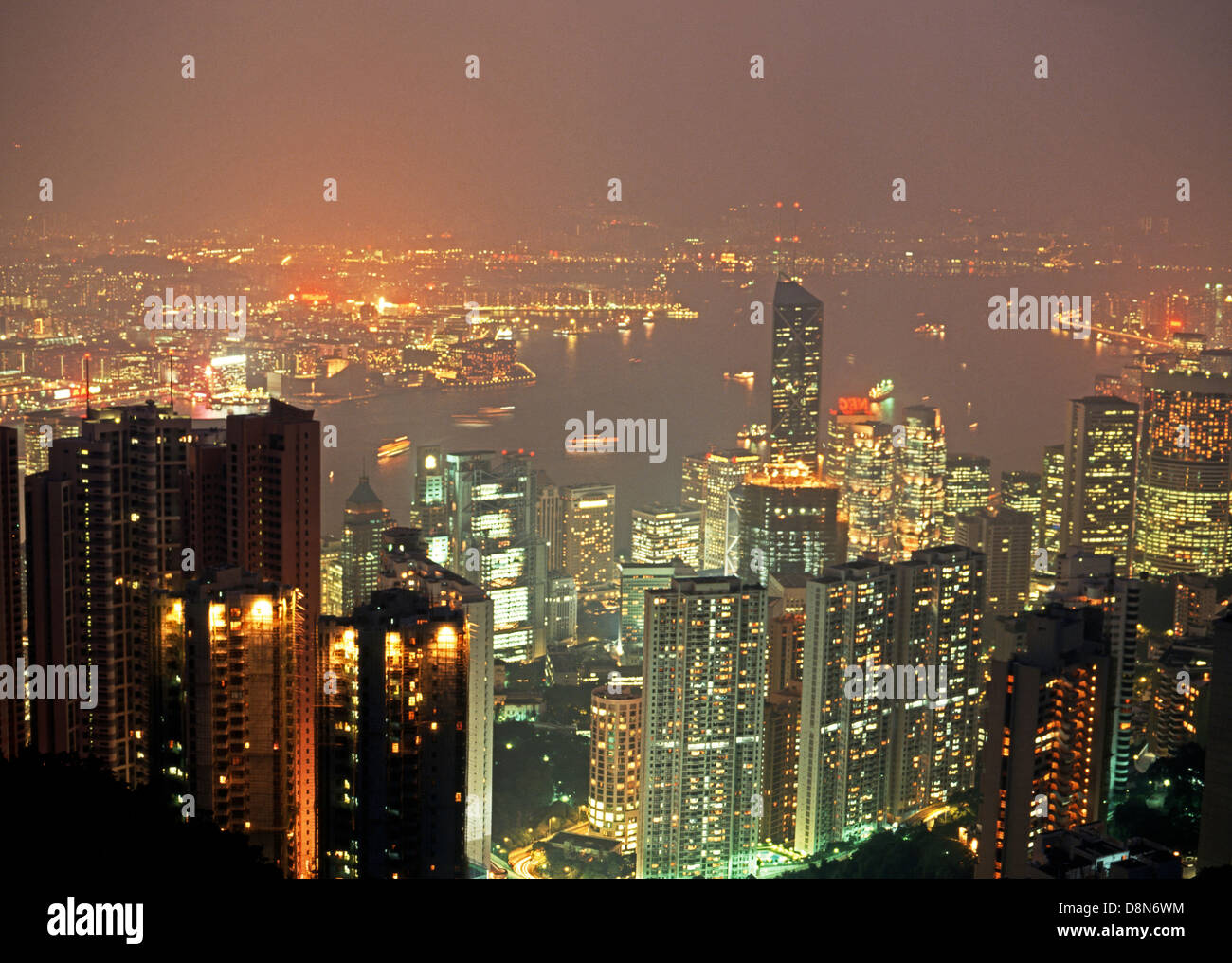 Central district and Victoria Harbour. View looking down on the ...