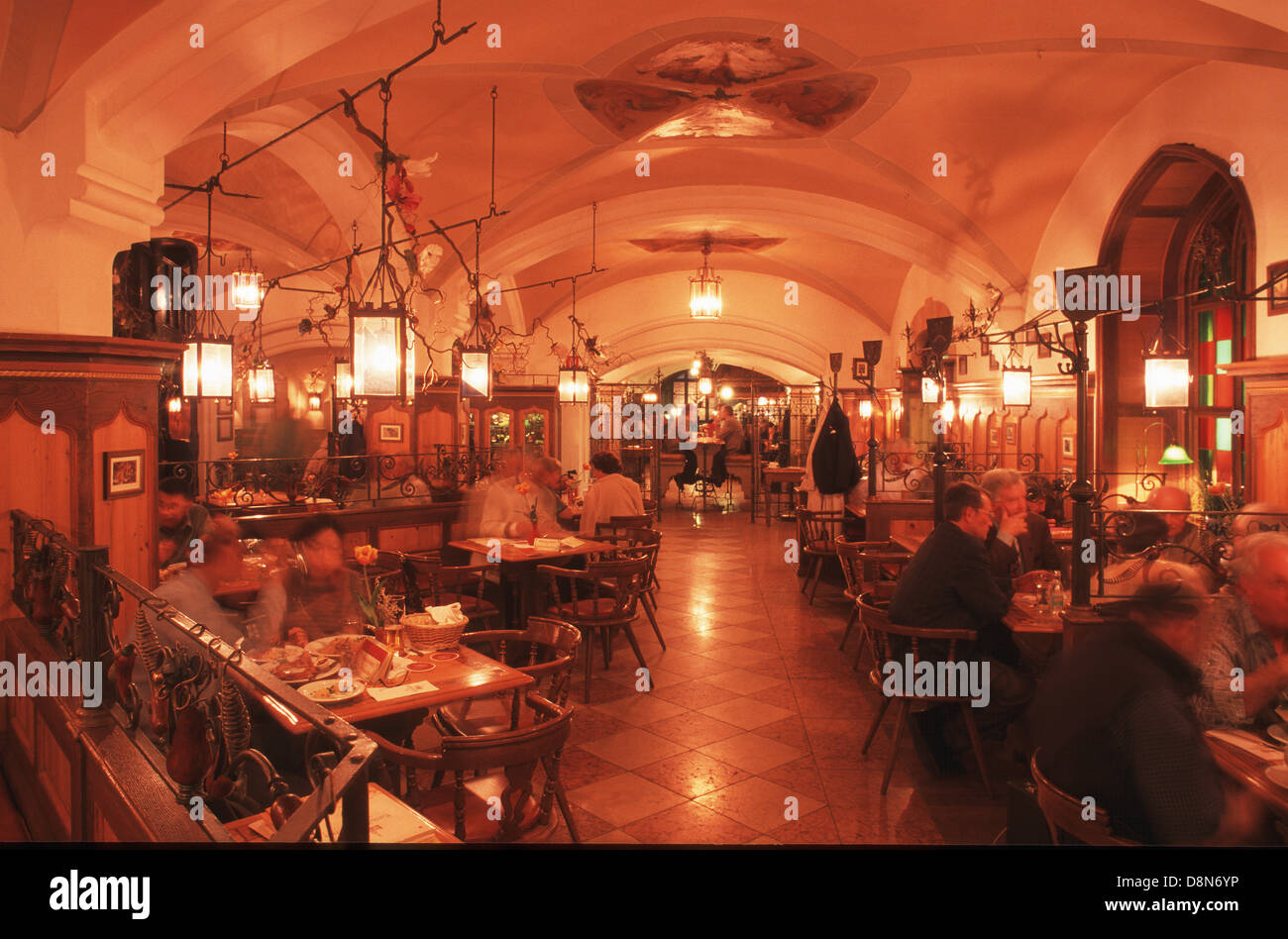 Interior of the Ratskeller traditional Bavarian restaurant. Munich ...