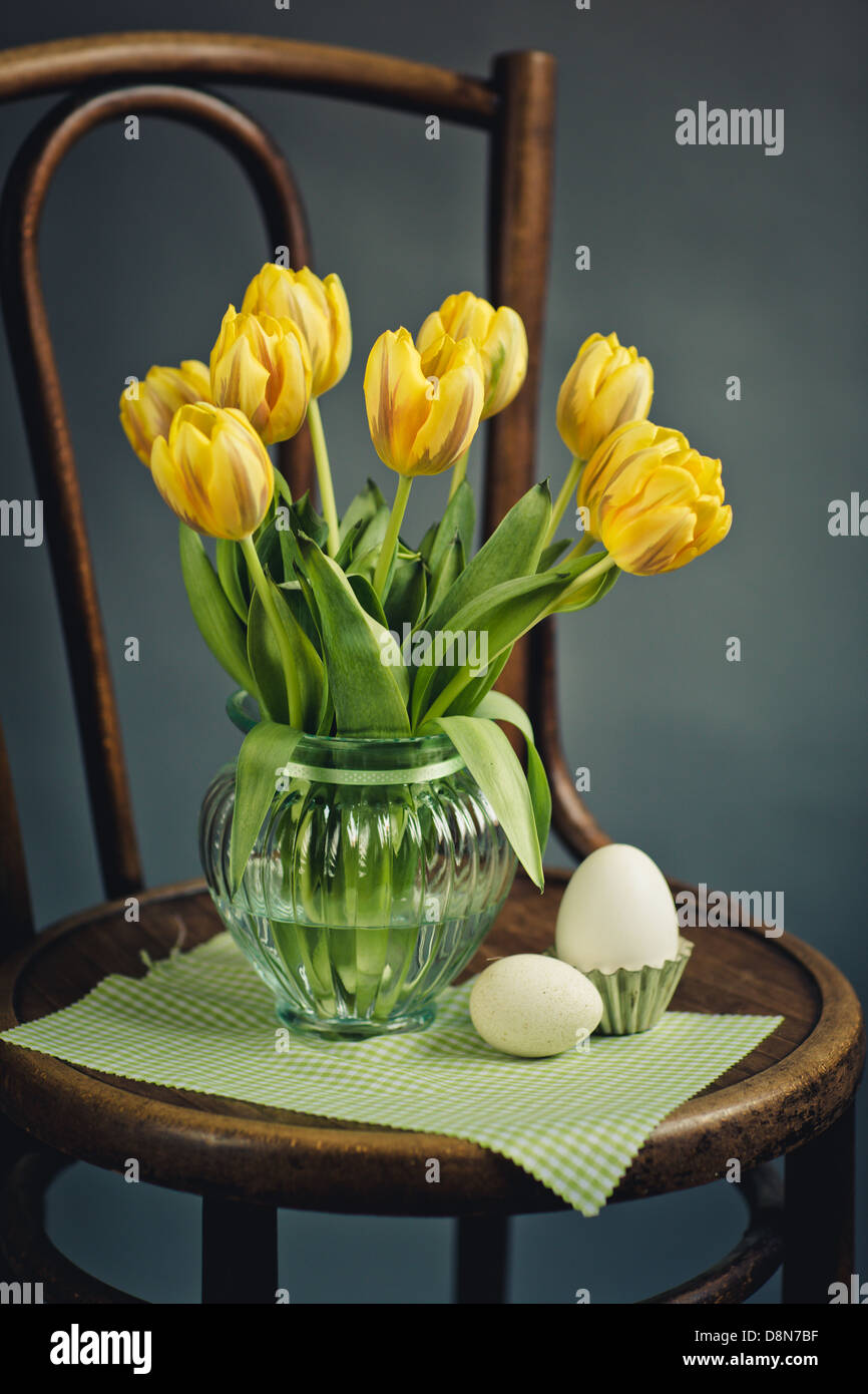 Still Life with Yellow Tulips Stock Photo - Alamy