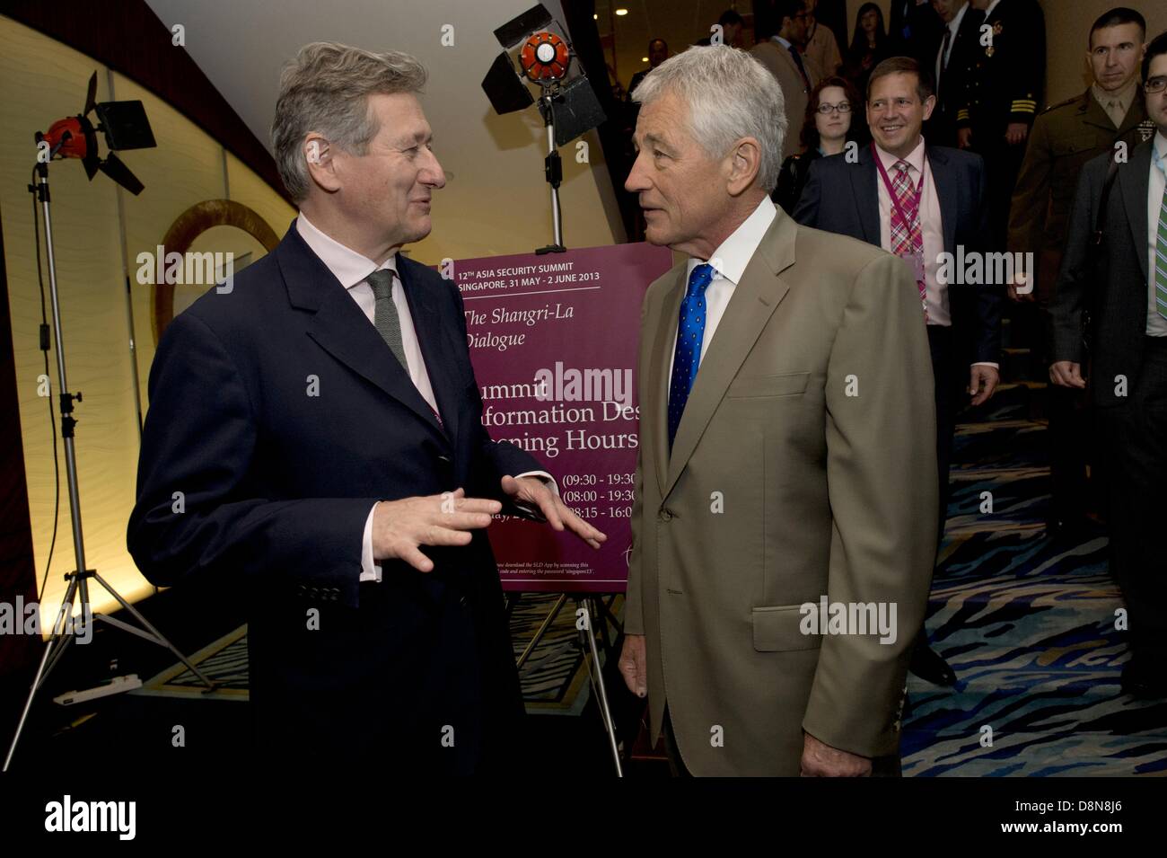 US Secretary of Defense Chuck Hagel speaks with Director and Chief ...