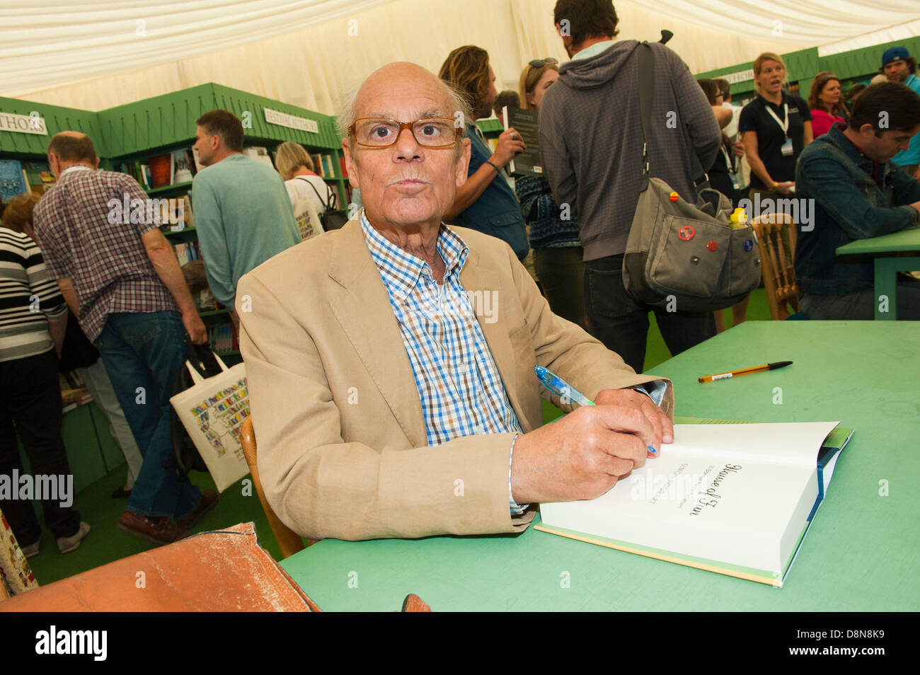 Hay-on-Wye, UK. 1st June 2013. Simon Hoggart signs books at The Hay ...
