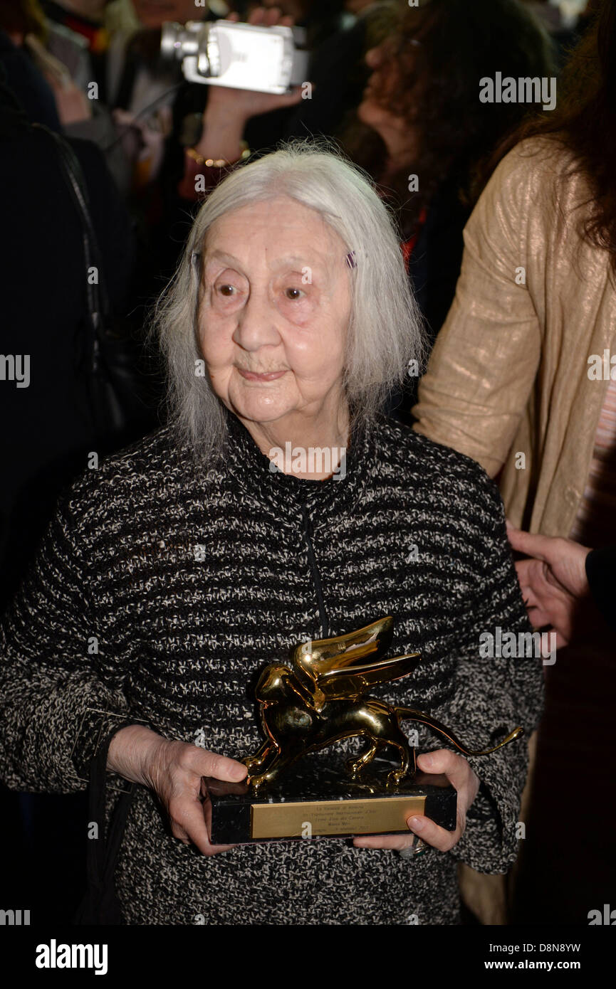 Venice, Italy. 31st May 2013. Artist Marisa Merz gestures with her ...