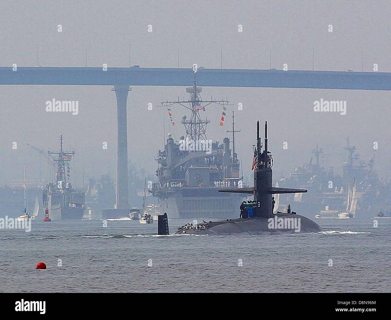 This image shows a fleet of nuclear-powered submarines, typically used ...