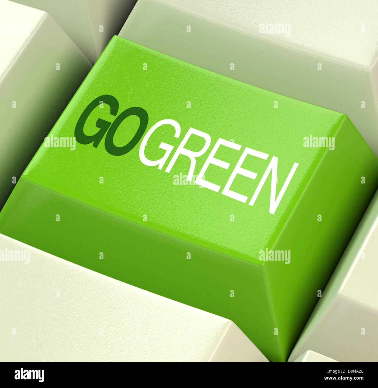 Go Green Computer Key Showing Recycling And Eco Stock Photo - Alamy