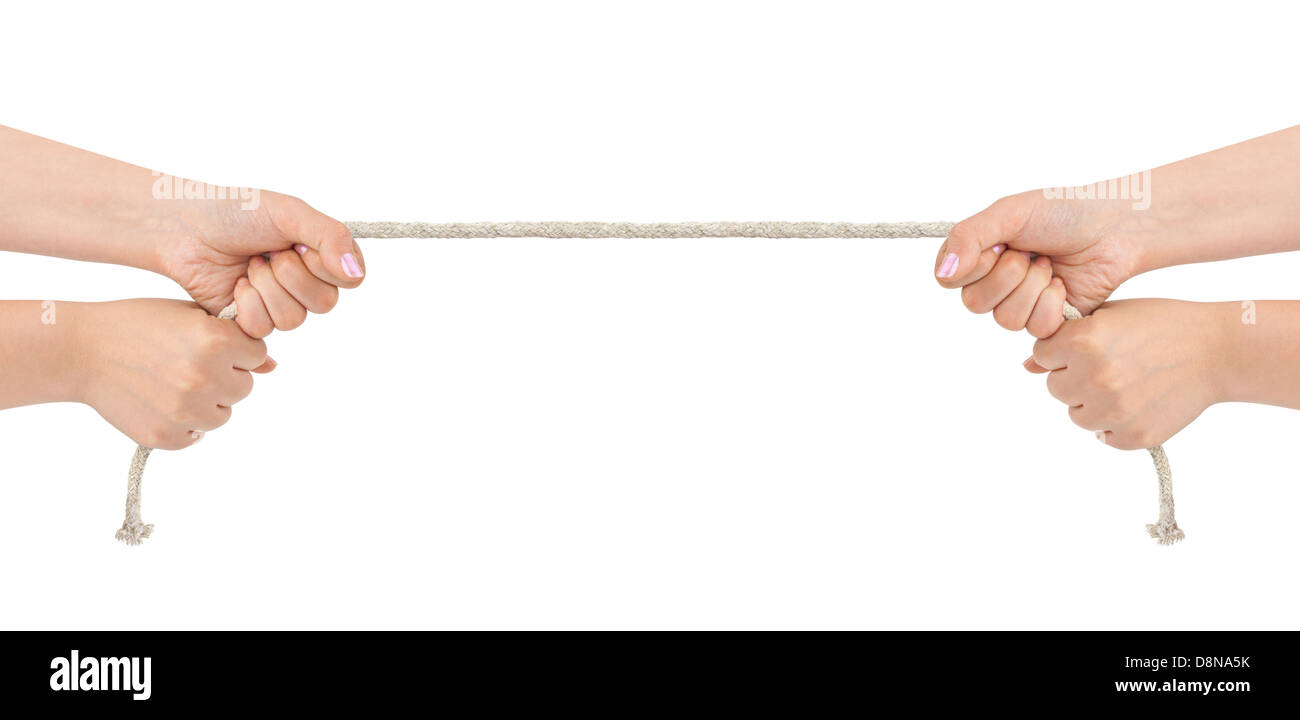 Hands pulling rope hi-res stock photography and images - Alamy