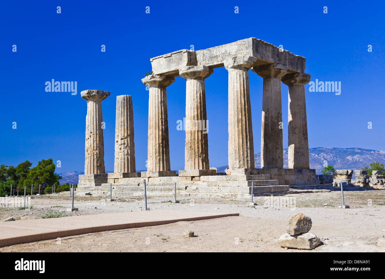 Ruins of temple in Corinth, Greece Stock Photo - Alamy