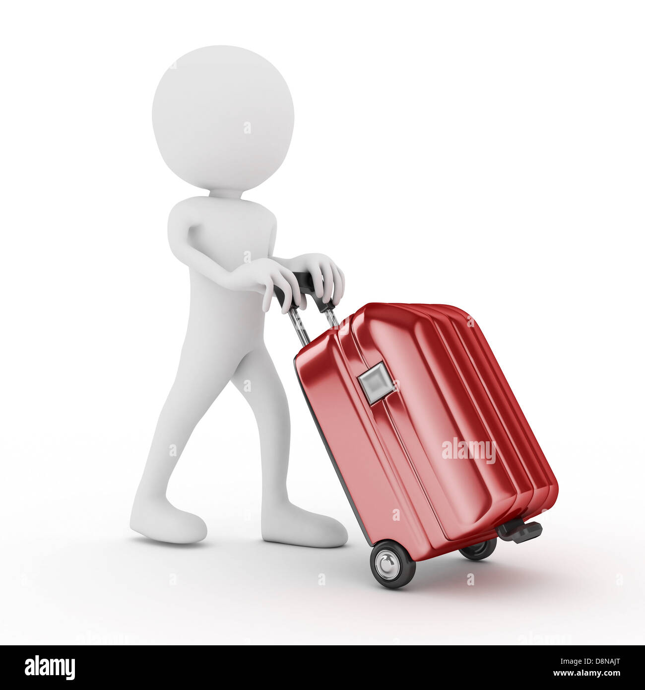 3d white human with red suitcase-isolated Stock Photo - Alamy