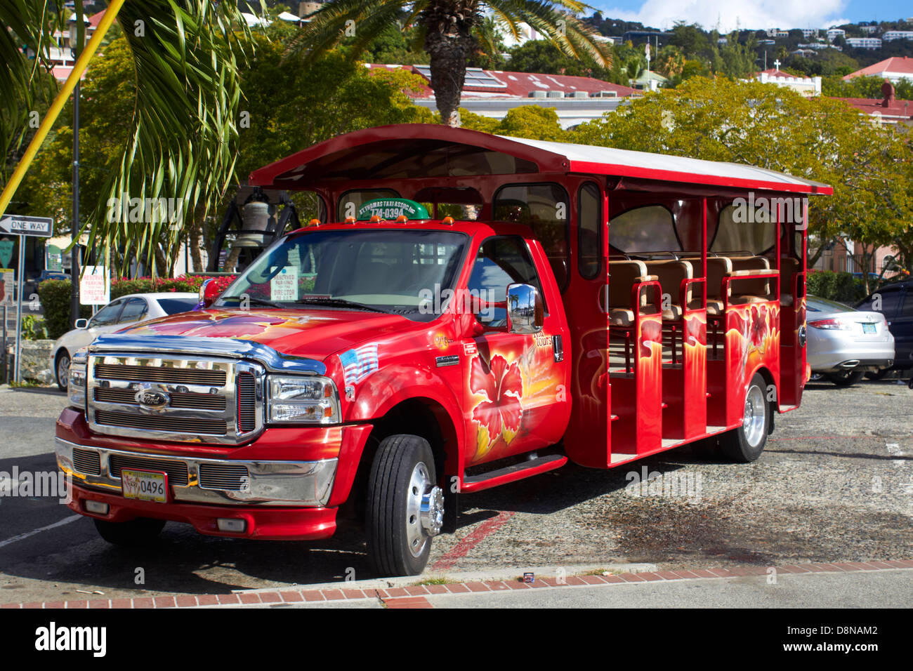 Taxi at Charlotte Amalie Saint Thomas, U.S. Virgin Islands, island in ...