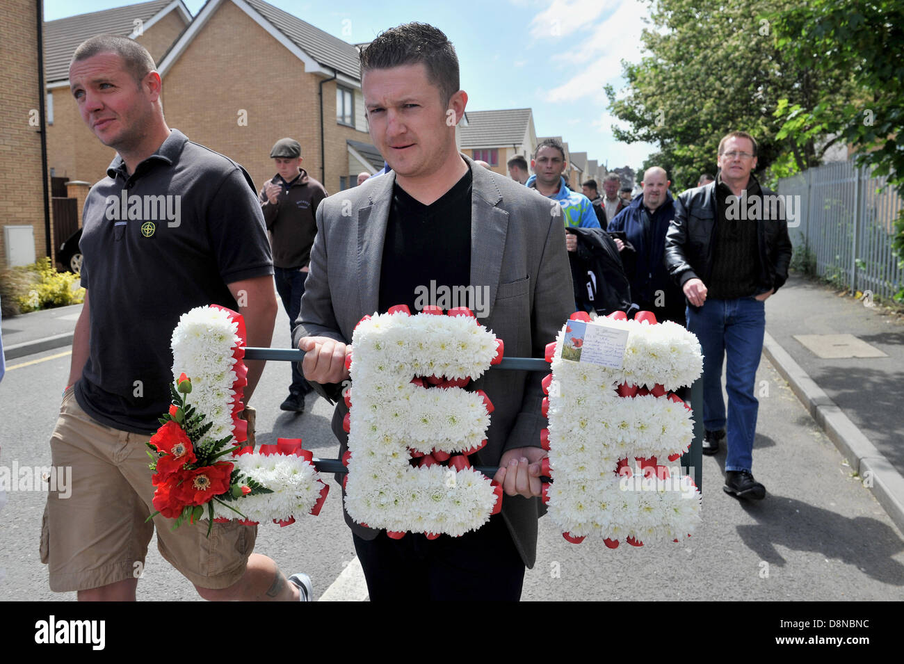 LUTON, UK. 1st June 2013. The English Defence League hold a silent walk ...