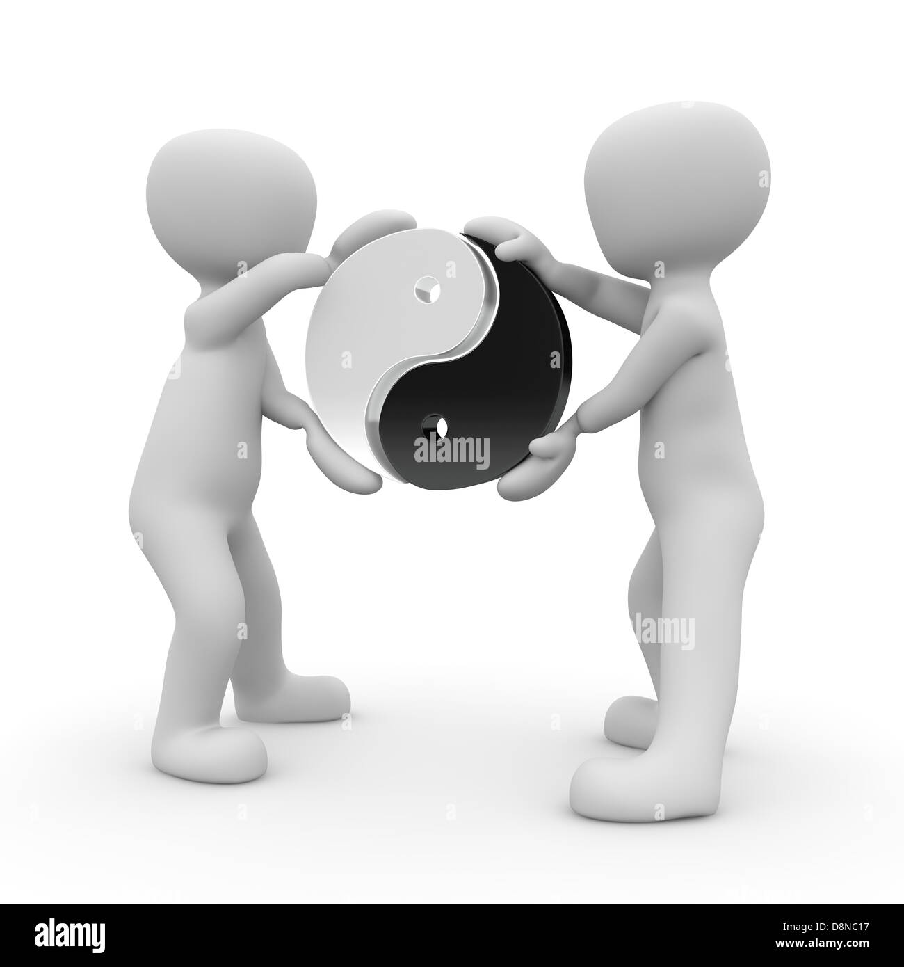 Two characters hold the symbol of Yin and Yang in the air Stock Photo ...