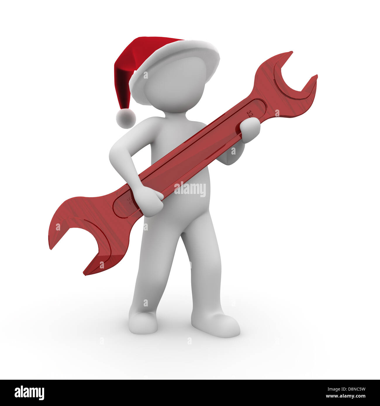 Santa Claus is coming with a big wrench to papa to make a joy Stock ...