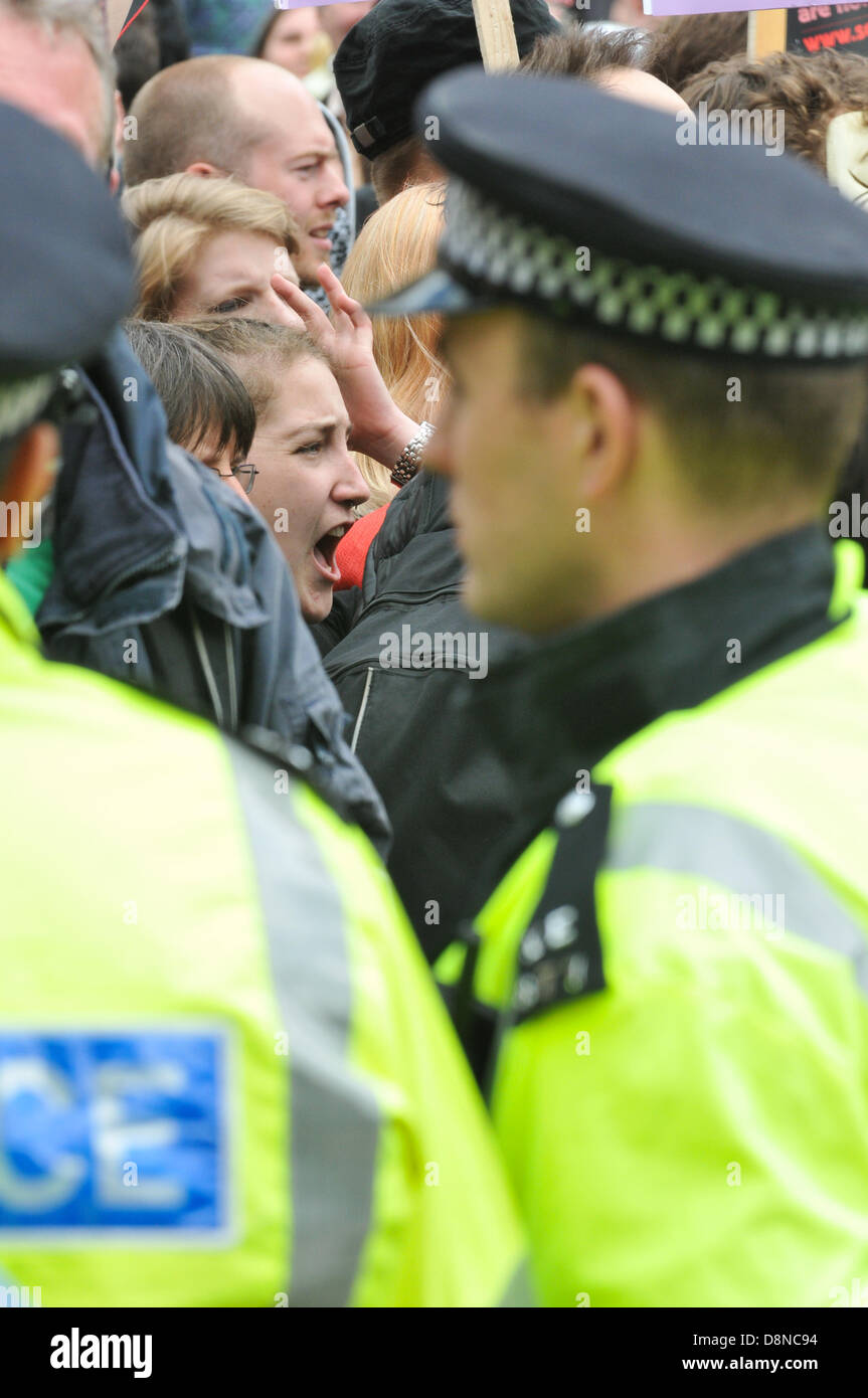 Parliament, London, UK. 1st June 2013. Protesters opposing the BNP ...