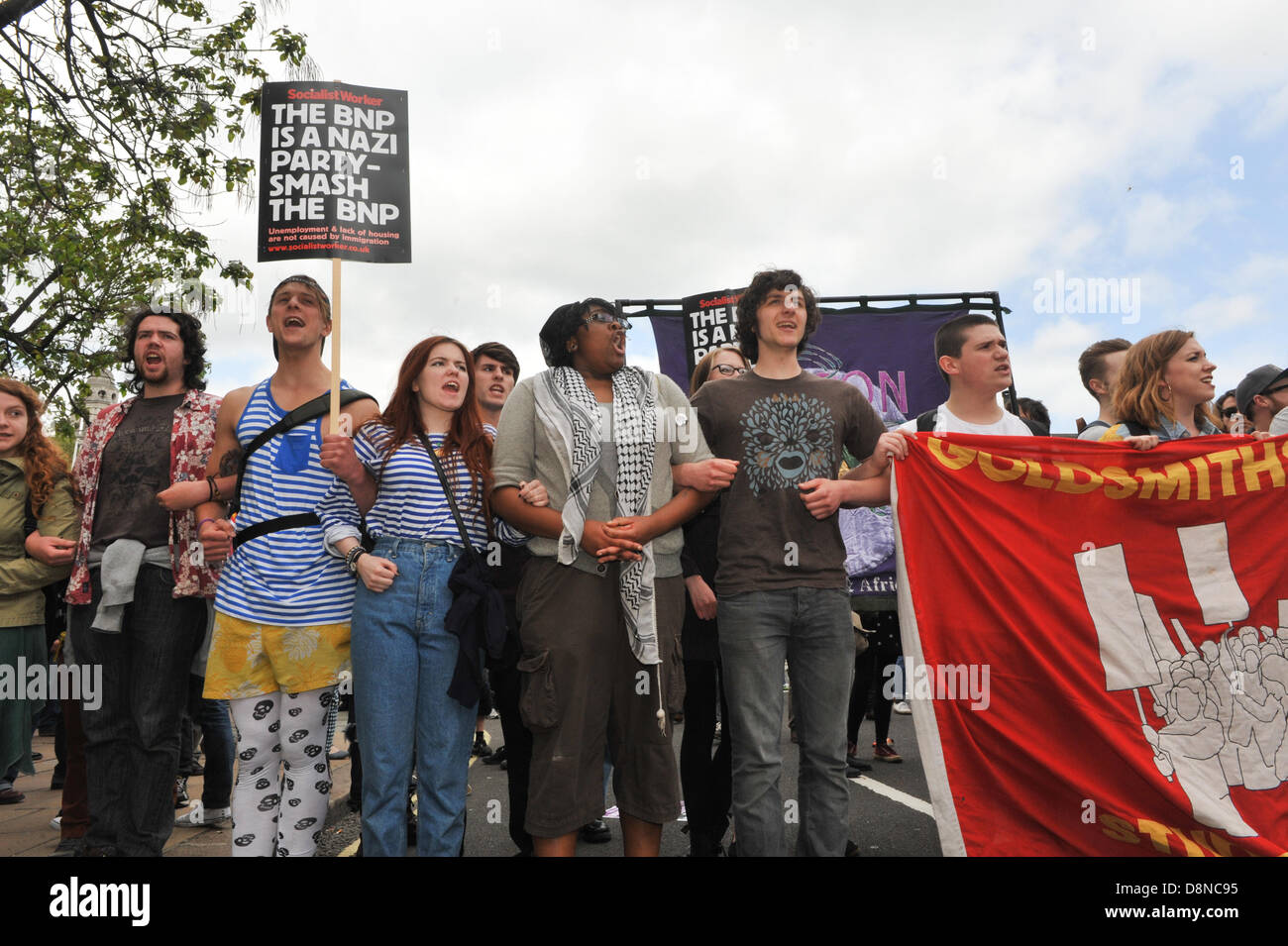 Bnp stage police protest hi-res stock photography and images - Alamy