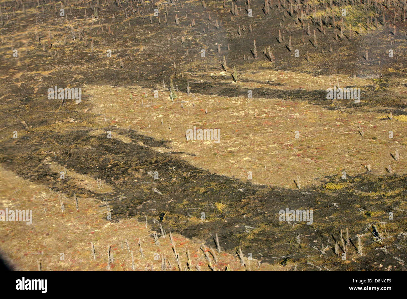 This image captures the tundra landscape alongside areas affected by ...