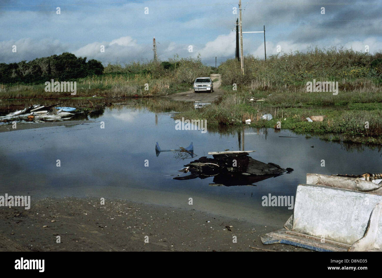 Unauthorized garbage, including discarded waste in an area, is depicted ...