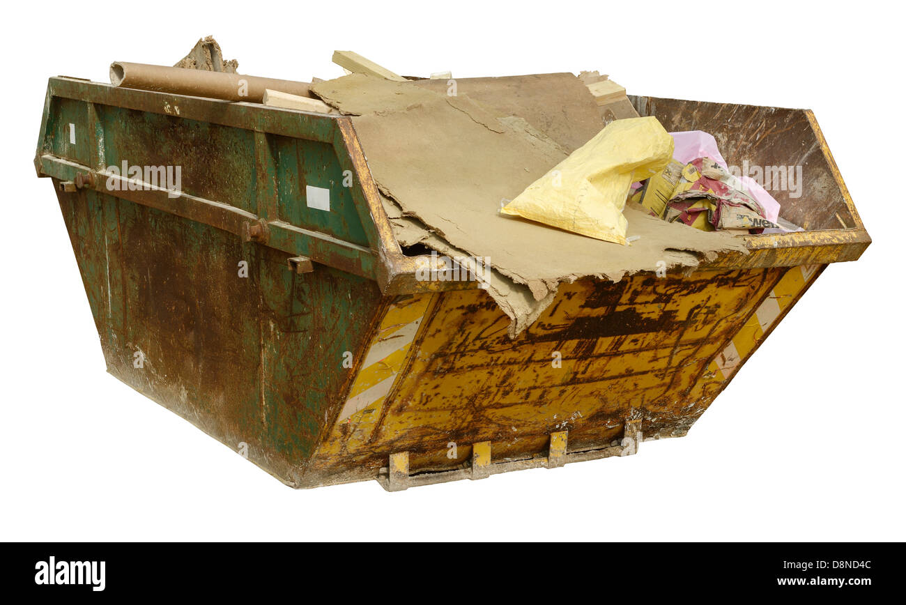 Building site waste skip Stock Photo - Alamy