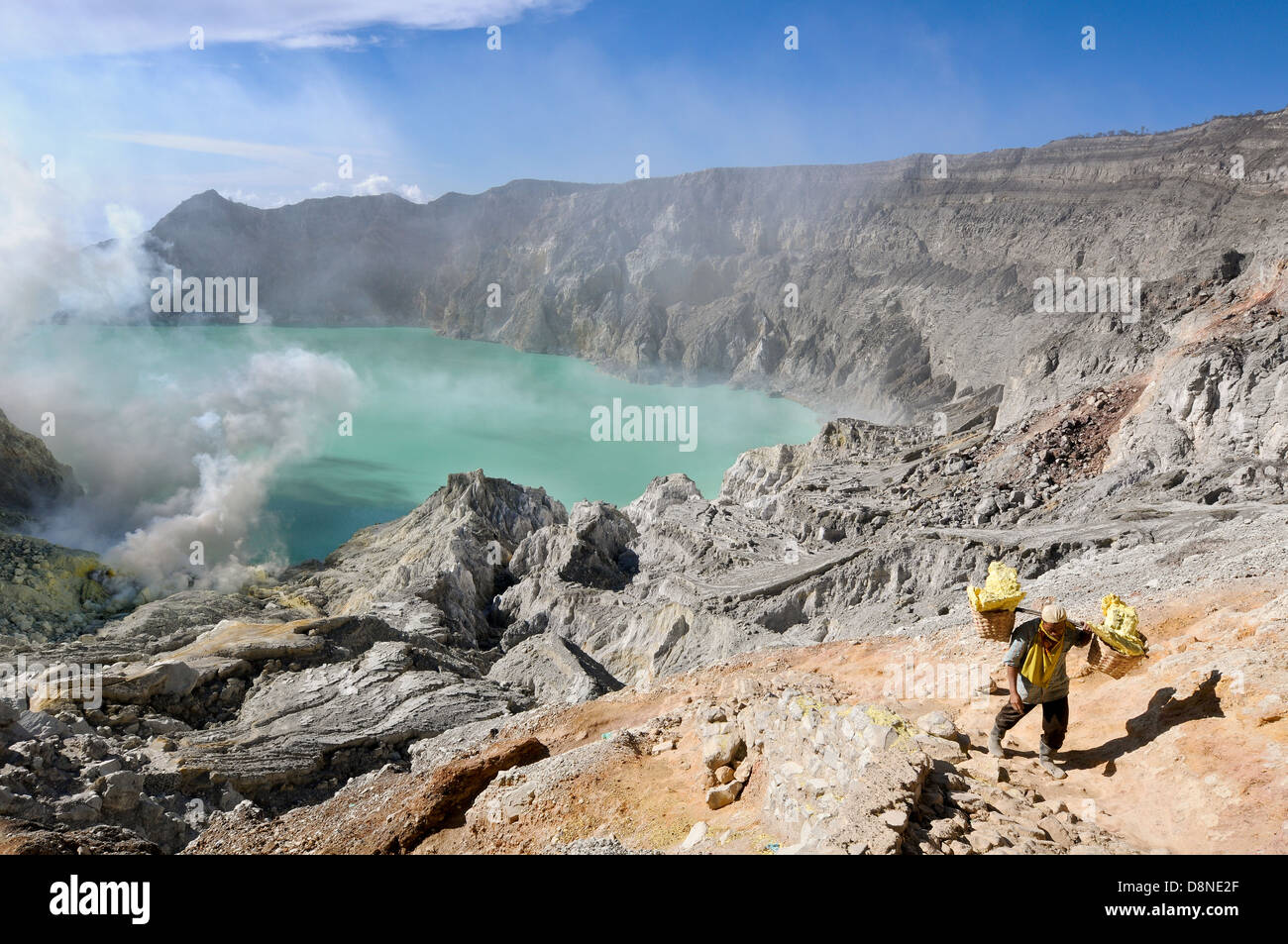 Sulfur mining on Kawah Ijen, in East Java, Indonesia Stock Photo - Alamy