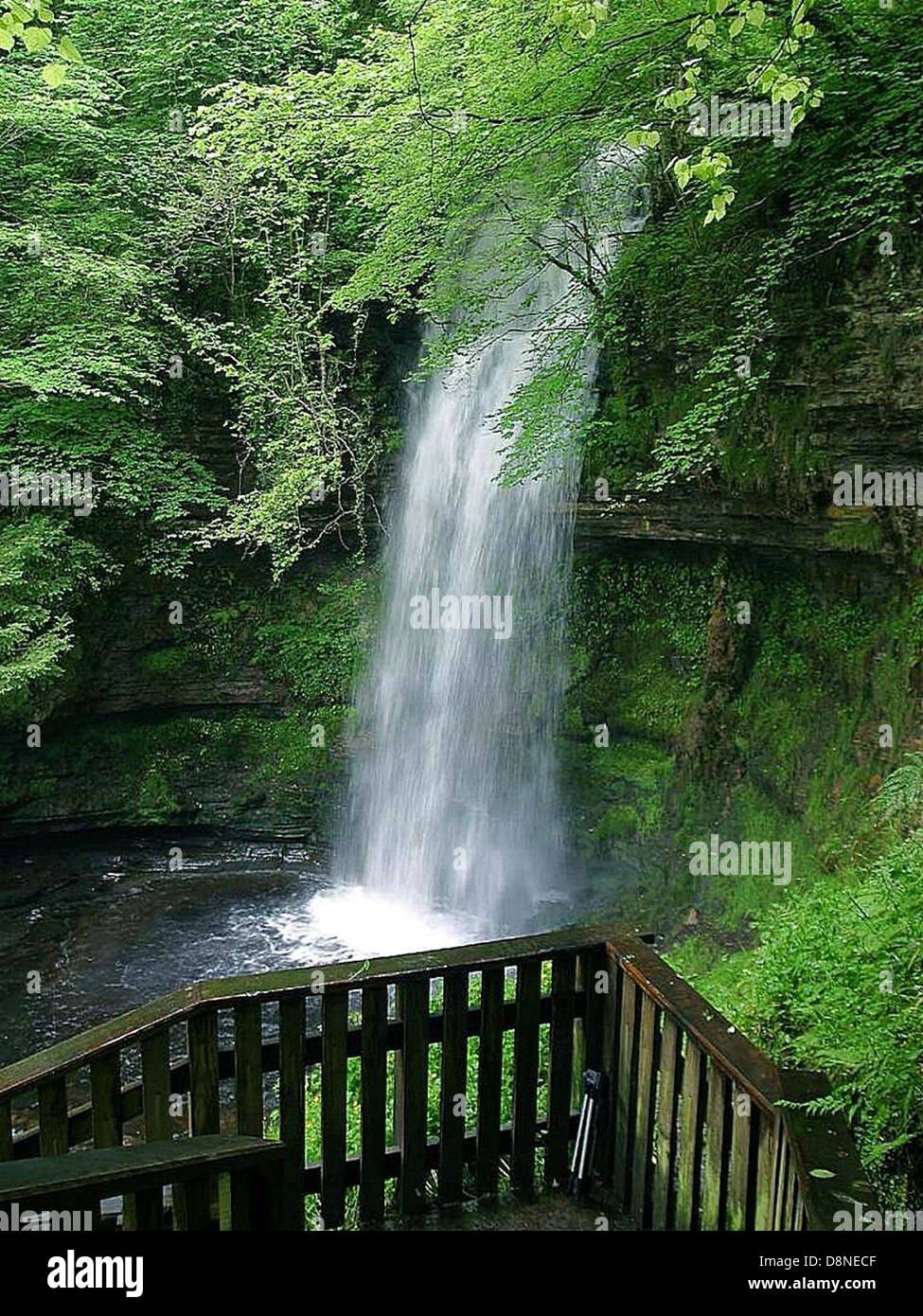 A beautiful waterfall cascading into Glencar Lough, located in County ...