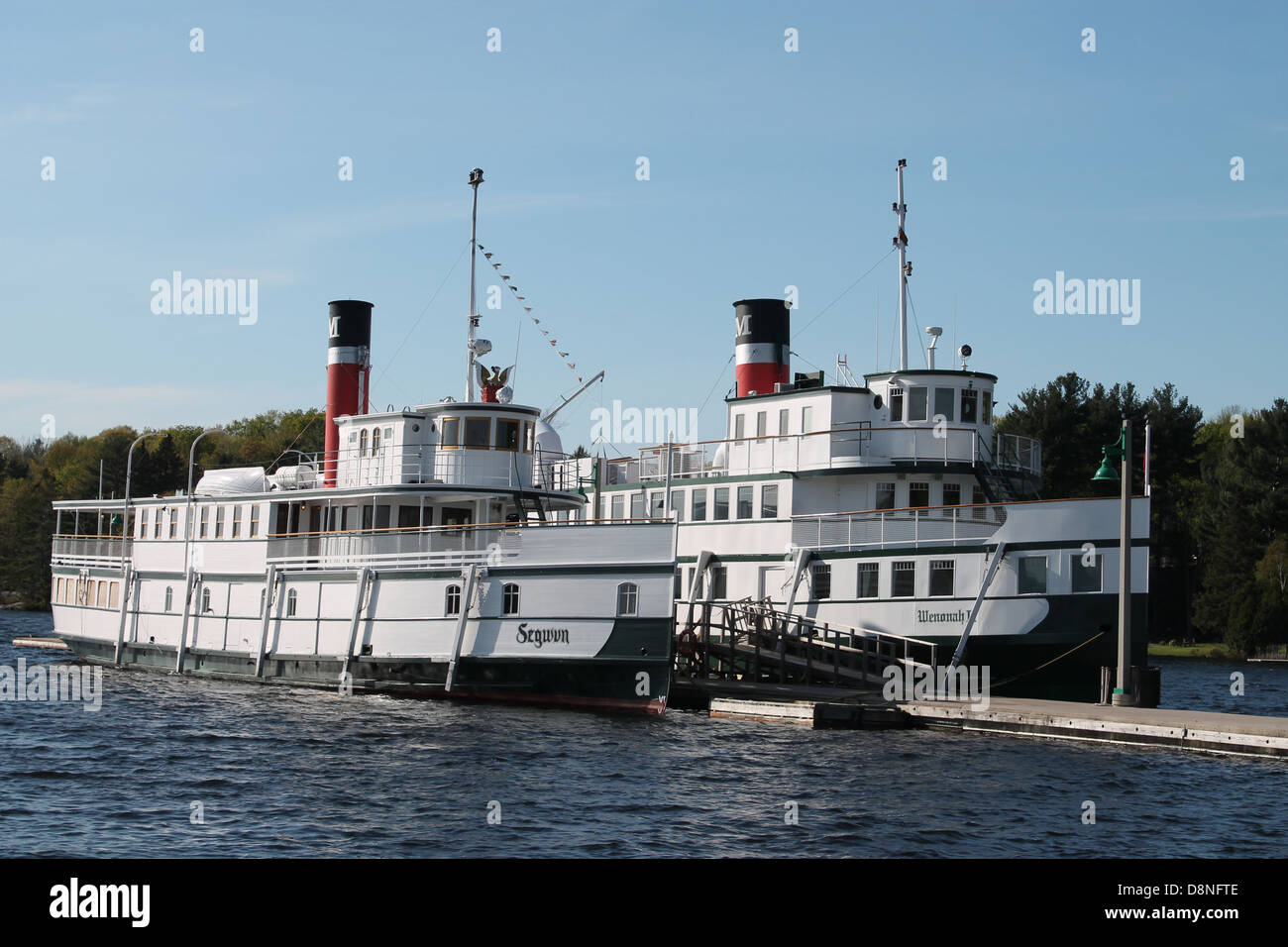 RMS Segwun and Wenonah II in dock at Gravenhurst, Ontario Stock Photo ...
