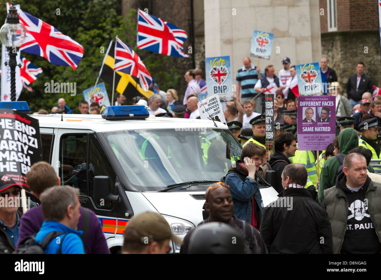 Bnp stage police protest hi-res stock photography and images - Alamy