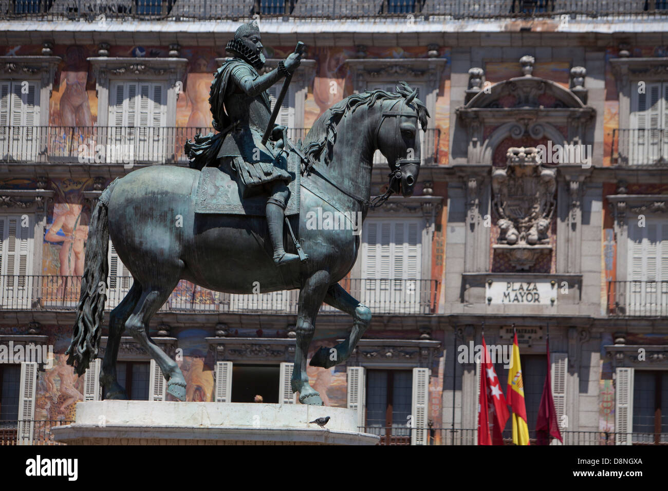 Detail of the main square of Madrid Stock Photo - Alamy