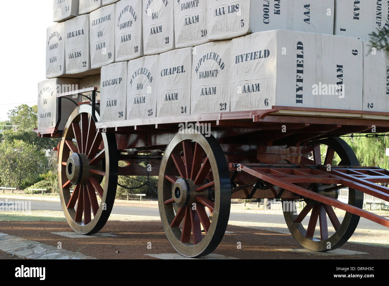 A detailed replica of a traditional wool cart, showcasing its ...