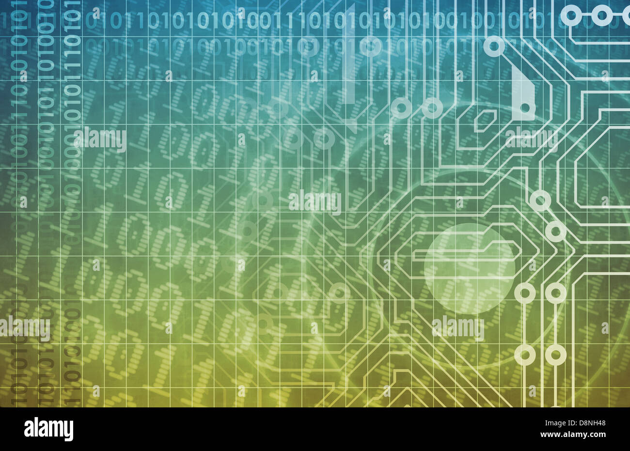 Technology Network with Circuit Board Data Flow Stock Photo - Alamy