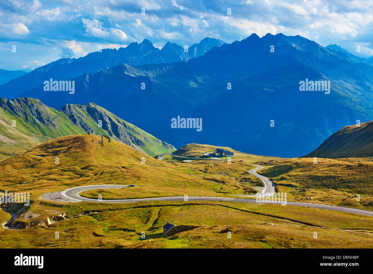Alps mountain landscape with road Stock Photo - Alamy