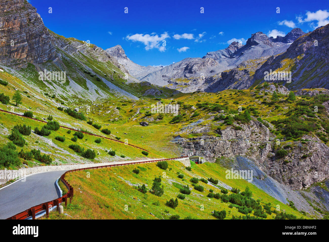 Alps mountains landscape with road Stock Photo - Alamy