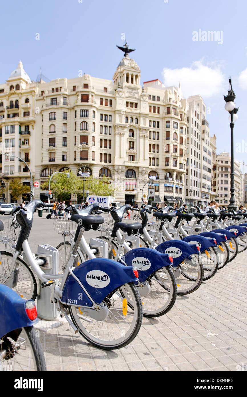 Rental bikes at the main station, Valencia, Spain Stock Photo - Alamy