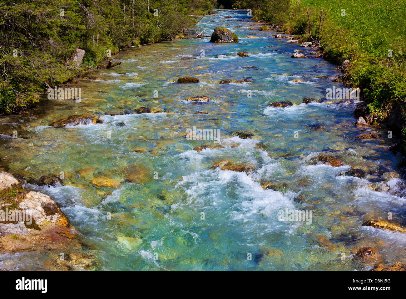 Mountain river in Austria. Vibrant colors Stock Photo - Alamy