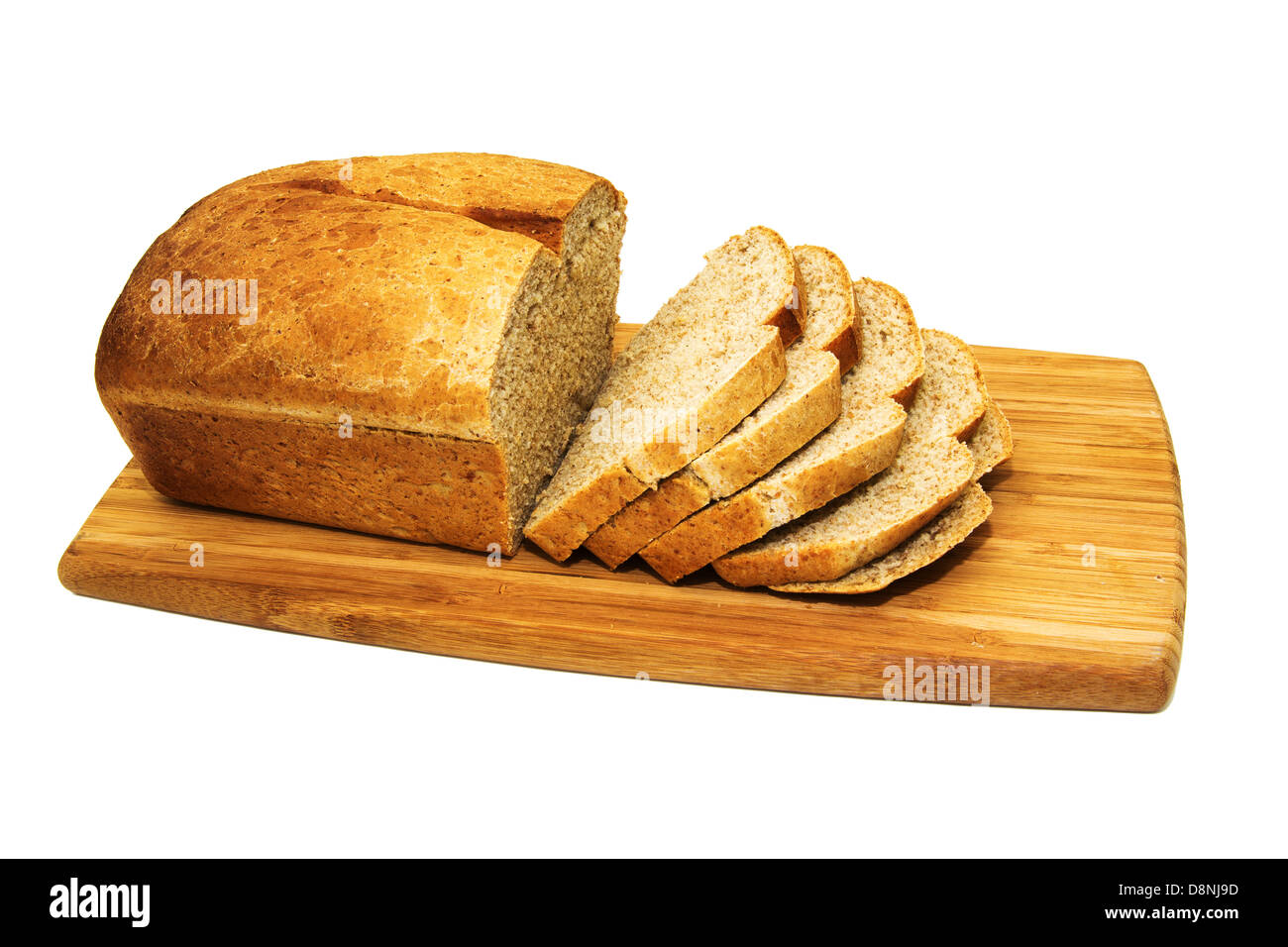 Fresh Home made Brown Bread, on White Background Stock Photo - Alamy